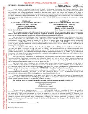 Fillable Online PRELIMINARY OFFICIAL STATEMENT DATED Fax Email Print