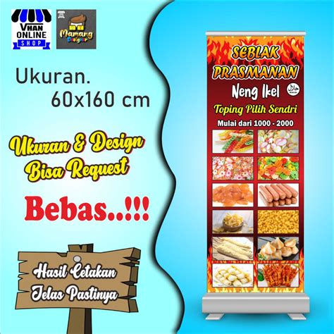 Jual Cetak Spanduk Backdrop Jualan Seblak Model Berdiri Bagus Murah
