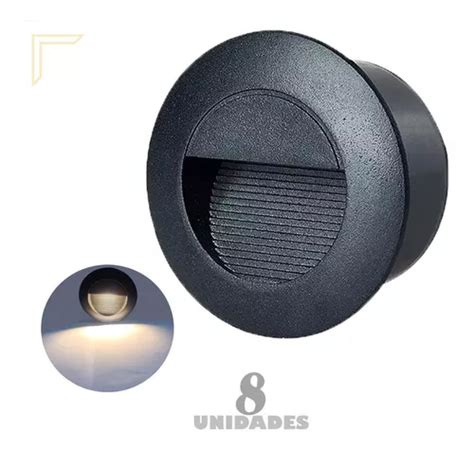 L Mpara Led De Pared Acende A Luz Kit Balizador Parede Embutido Preto