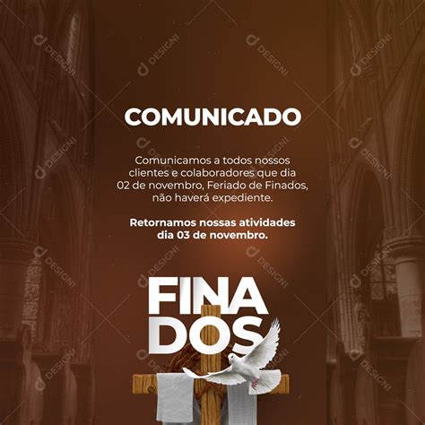Comunicado Aviso Dia de Finados Social Media PSD Editável download