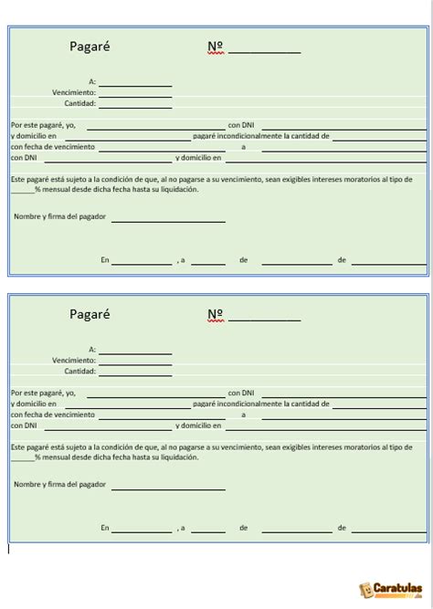 Modelo Pagaré para Imprimir Descarga Gratis Editable Word PDF