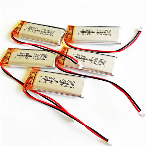 5 PCS 3 7V 700mAh Lithium Polymer Rechargeable Lipo Pattery JST ZH 1
