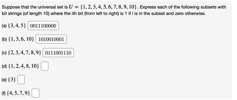 solved suppose that the universal set is u
