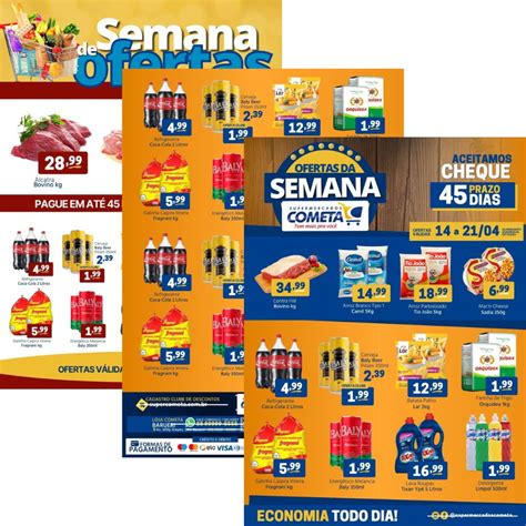 10 Artes para Encartes de Supermercado Editáveis Canva