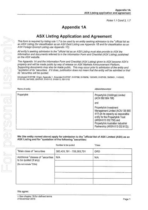 PDF For Personal Use Only Australian Securities Exchange 1