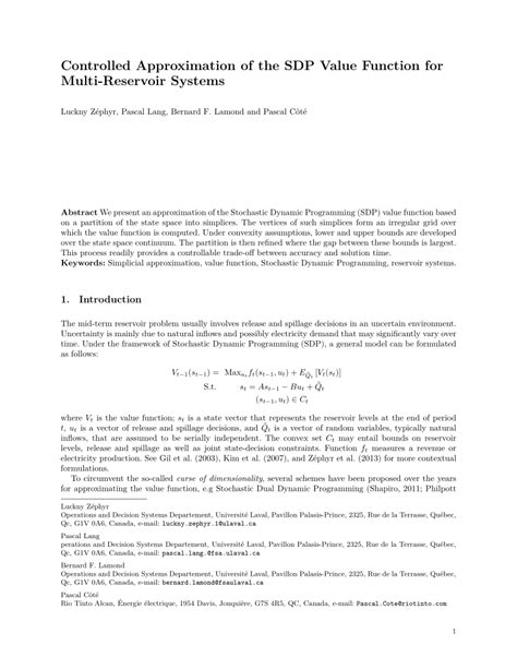 pdf controlled approximation of the sdp value function for multi reservoir systems