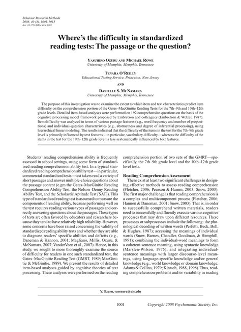 pdf where s the difficulty in standardized reading tests the passage or the question