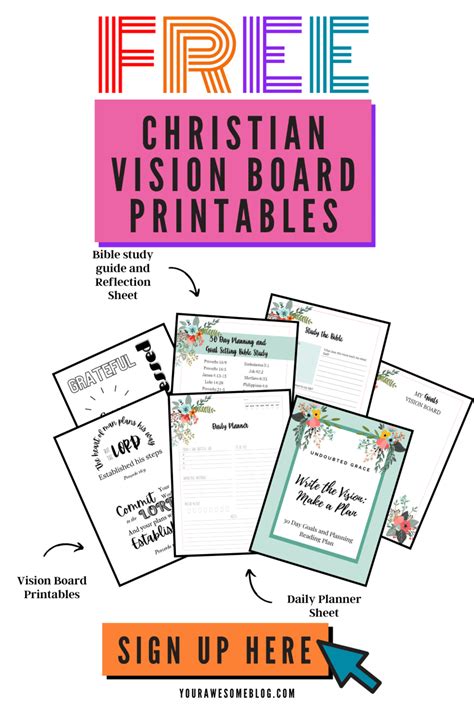 Gorgeous And Free Vision Board Printables Templates And Tips For