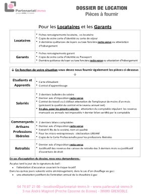 Remplissable En Ligne Dossier De Location Pices Fournir Faxer Email