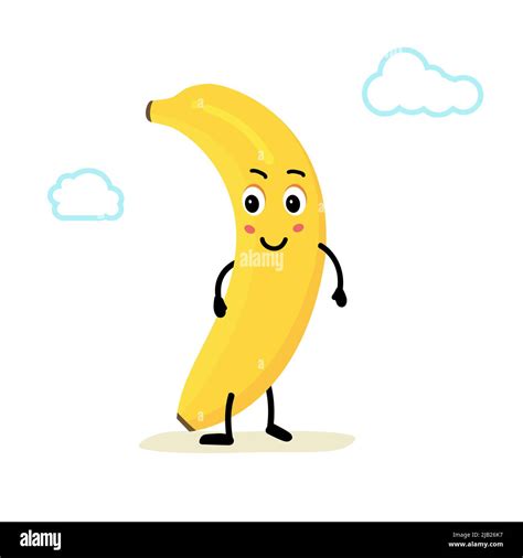 Banana Character Cute And Funny Comic Style Flat Cartoon Vector