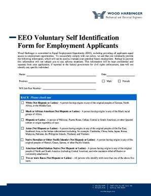 Fillable Online EEO Voluntary Self Identification Form For Wood
