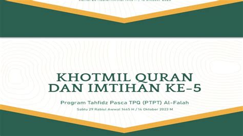 KHOTMIL QUR AN DAN IMTIHAN KE 5 TPQ AL FALAH BOBOSAN PURWOKERTO YouTube