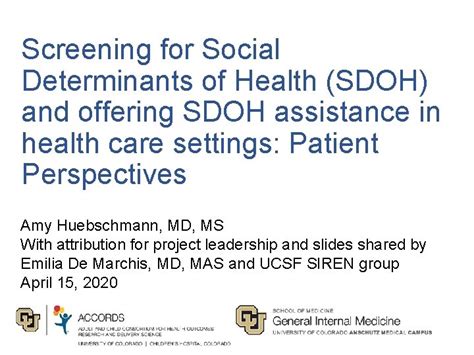 Screening For Social Determinants Of Health Sdoh And
