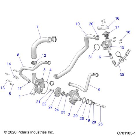 MOTEUR POMPE A EAU ET BYPASS POUR RZR 1000S4 2021 Esprit POLARIS La