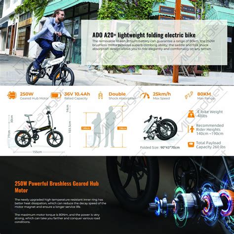Sepeda Listrik Lipat E Bike ADO A20 Hybrid Folding Electric Bike Mi