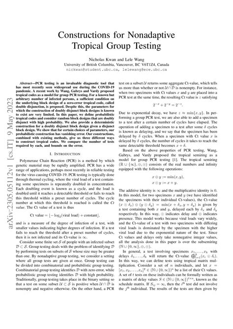 constructions for nonadaptive tropical group testing deepai