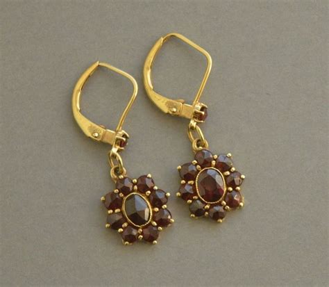 Antique 8K Gold Bohemian Garnet Dangle Earrings Georgian Etsy UK