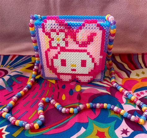 My Melody And Kuromi Perler Bead Decorative Purses Sanrio Anime Cute