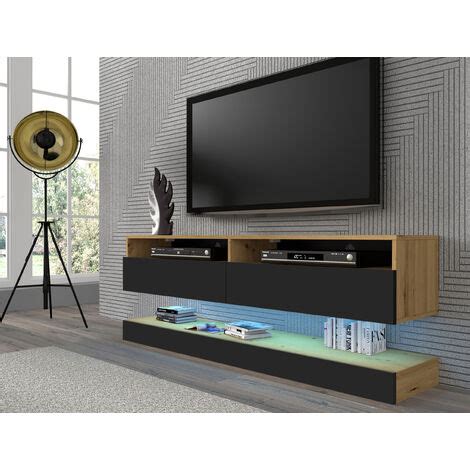 Mueble Tv Duo Cm Roble Artesanal Negro Mate
