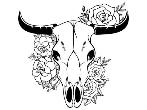 Cow Skull SVG Rose Svg Floral Wreath Svg Boho Svg Floral Etsy