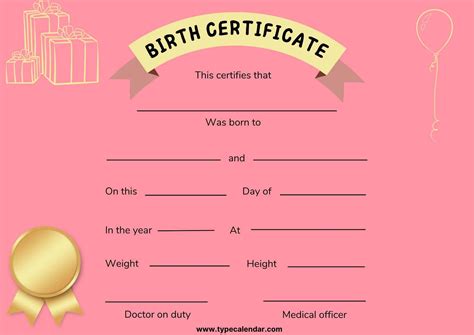 Free Printable Birth Certificate Templates Pdf Blank Fillable
