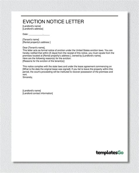 Editable Template Of Eviction Notice Letter Eviction Notice