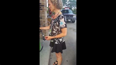 Pumping Gas In High Heels And Sheer Blouse Braless YouTube