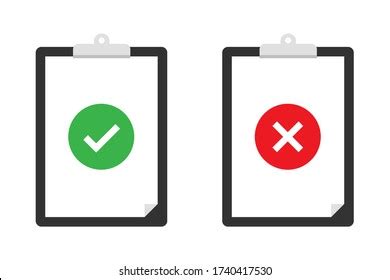 Clipboard Checklist Checkmark Cross Clipboard Checkmark Stock Vector