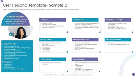 User Persona Template Sample Service Design Methodology Ppt Slides