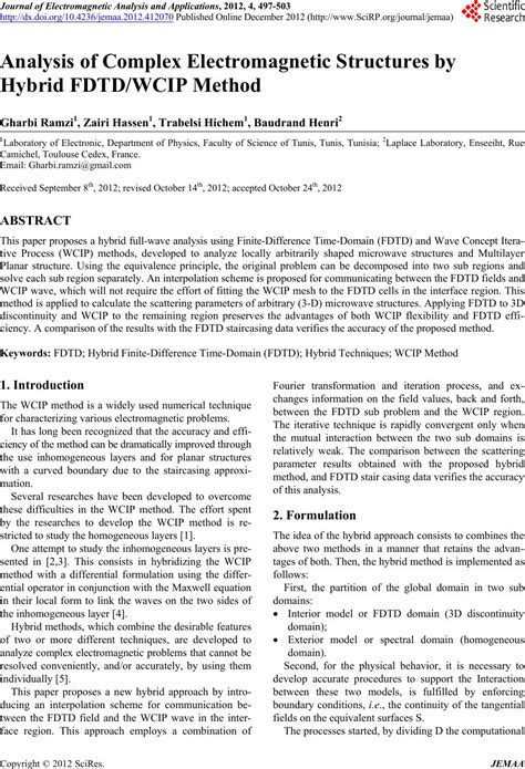 analysis of complex electromagnetic structures by hybrid fdtd wcip method