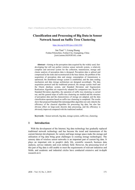 pdf classification and processing of big data in sensor network based on suffix tree clustering