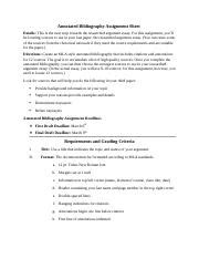 Annotated Bibliography Assignment Outline Odt Annotated Bibliography