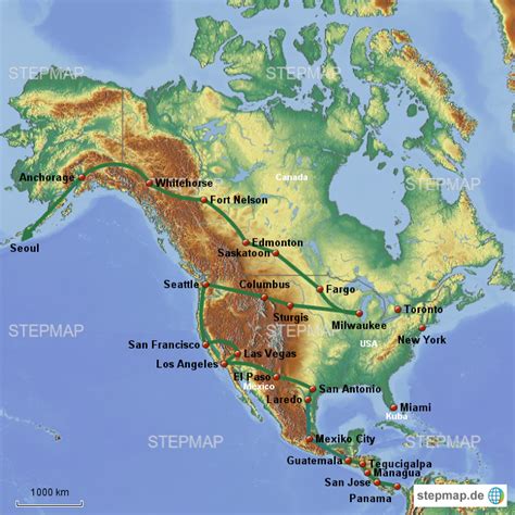 StepMap Nordamerika Landkarte für Nordamerika