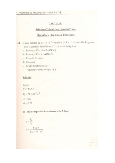 Solucionario pc2 27 72 L Problemas de Mecánica de Suelos 1 y CAPÍTULO