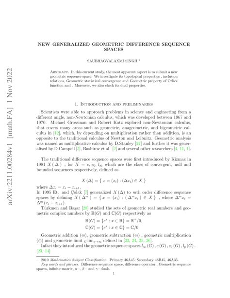 pdf new generalized geometric difference sequence spaces