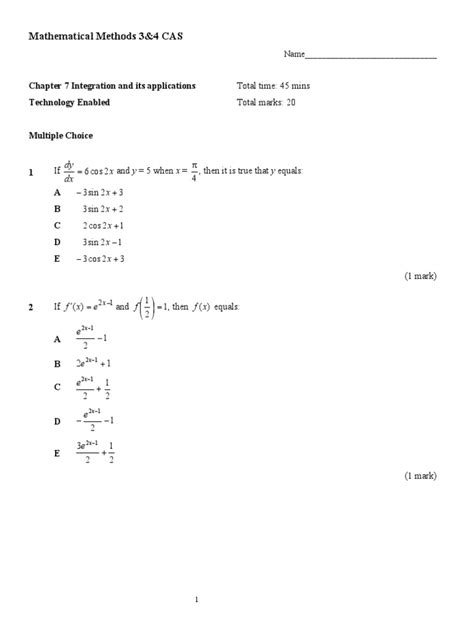 mathematical methods 3and4 cas total time 45 mins total marks 20 pdf trigonometric
