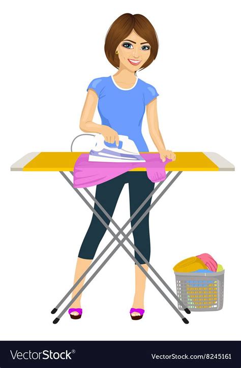 Woman Ironing Clothes Housework Royalty Free Vector Image How To Iron