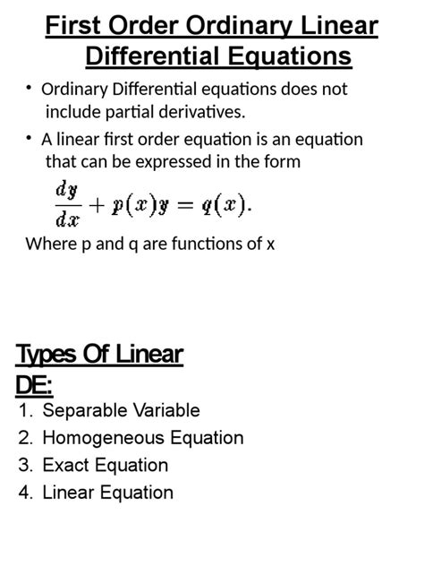 first order ordinary linear differential equations pdf ordinary differential equation