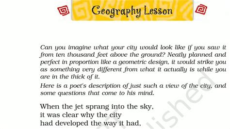 Class VIII English Honeydew Geography Lesson Poem By Zulfikar Ghose