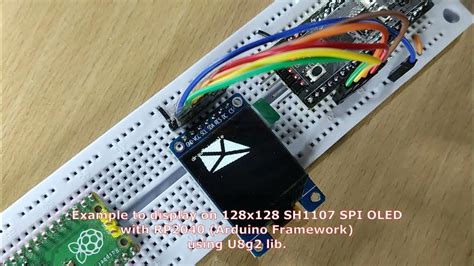 Example To Display On 128x128 Sh1107 Spi Oled With Rp2040 Arduino Framework Using U8g2 Lib