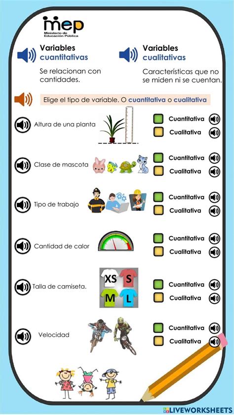 Variables Cualitativas Y Variables Cuantitativas Worksheet Tipos De