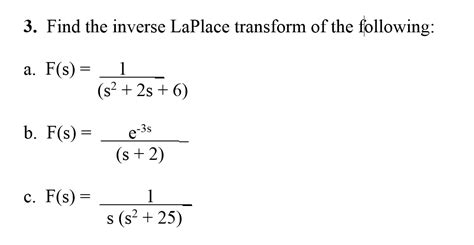 Solved Find The Inverse Laplace Transform Of The Following Chegg