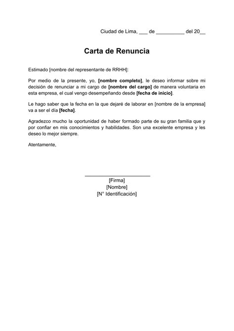 ᐅ Carta de Renuncia Dirigida a Recursos Humanos Ejemplos