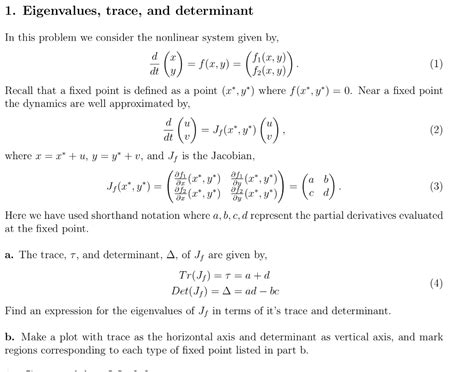 solved 1 eigenvalues trace and determinant in this