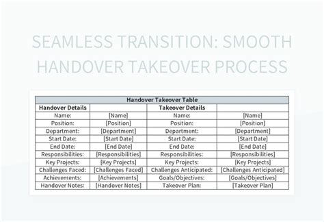 Seamless Transition Smooth Handover Takeover Process Excel Template