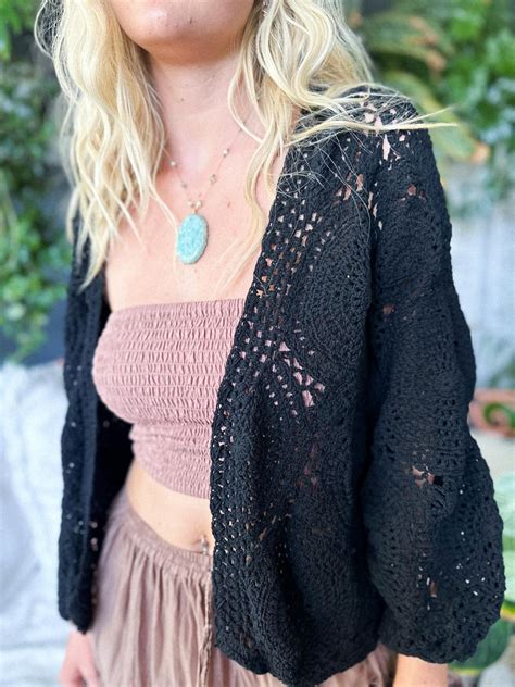 CARDIGAN KAI CROCHET BLACK Naked Gypsy