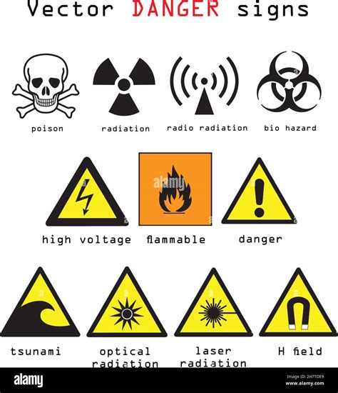 Señales de advertencia y peligro Ilustración vectorial aislada sobre