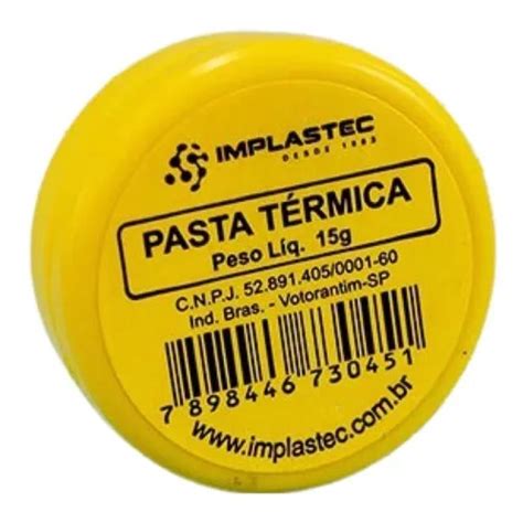 Pasta Térmica De Silicone Branca Implastec Pote 15g Montagem De