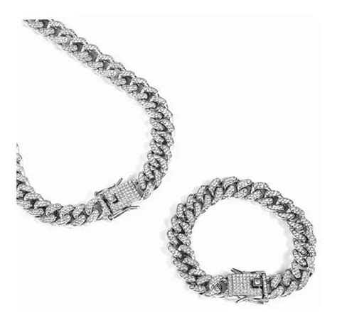 Cadena Cubana Joyeria Acero Inoxidable Conjunto De Collar Meses Sin