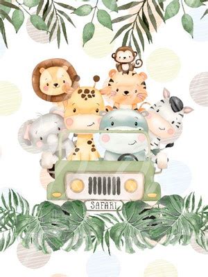 Painel Redondo De Festa Em Tecido Safari Baby 1 5x1 5m Elo7